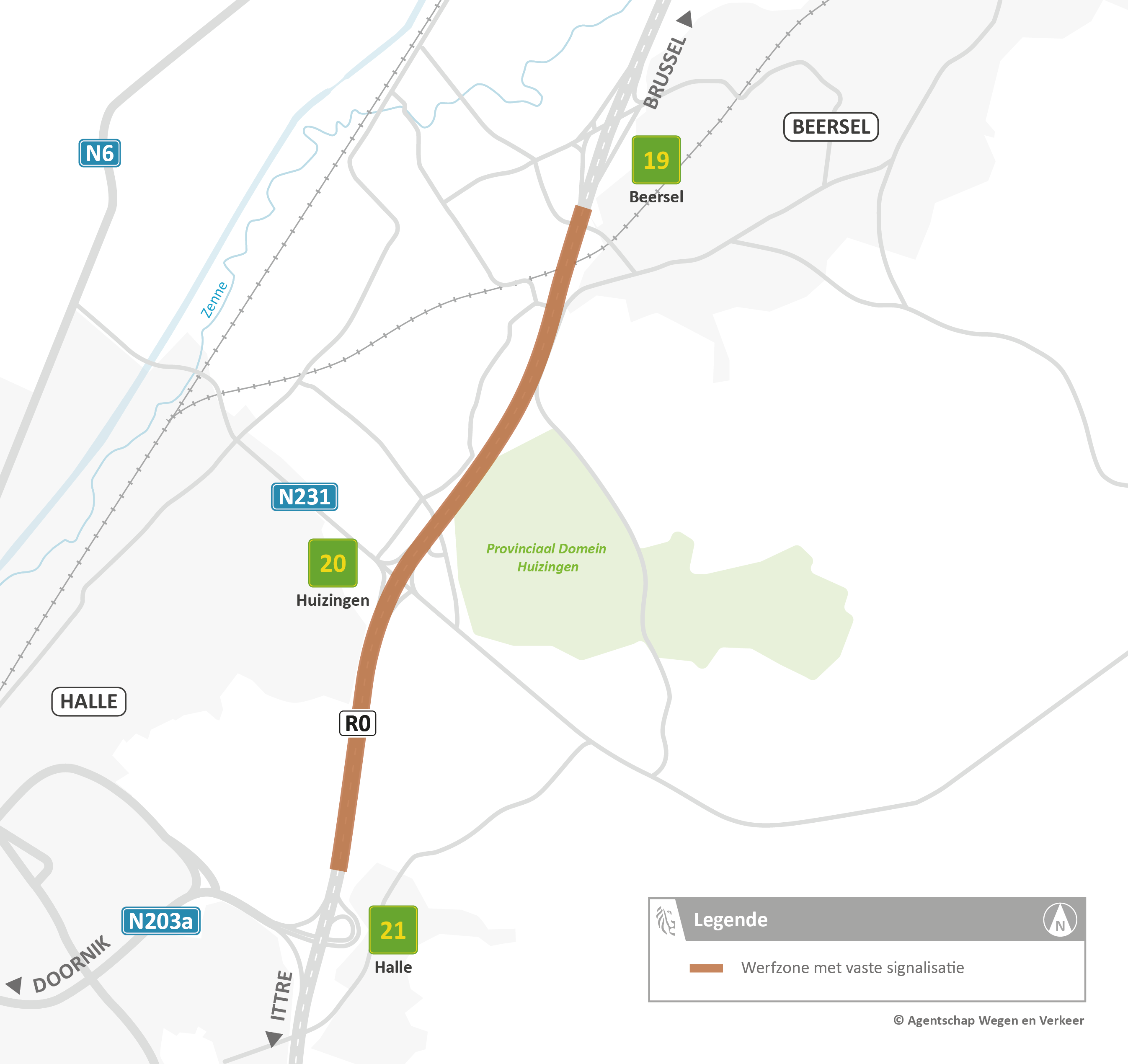 Nieuwe asfaltverharding op Brusselse ring tussen op- en afritten Beersel en aansluiting met ...